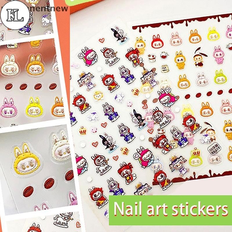 KL Cartoon Labubu Embossed Nails Art Stickers Waterproof Stickers Cute ...