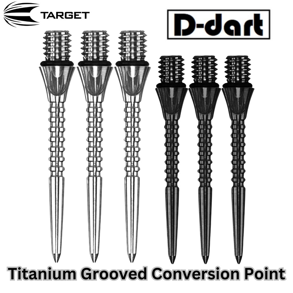 TARGET DART POINT - Black/Silver TITANIUM GROOVED Conversion Points ...