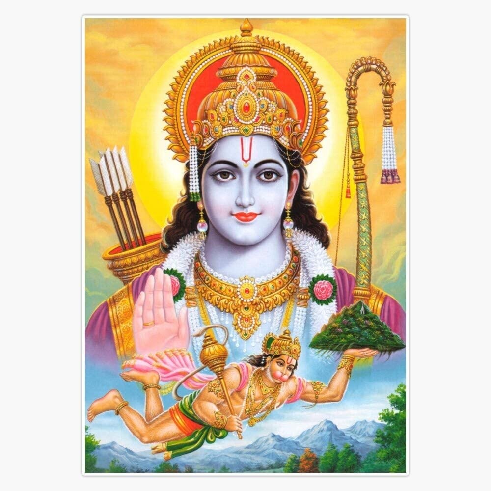 Lord Shri Rama Rama Krishna Hindu Oriental Indian Art Sticker Vinyl ...
