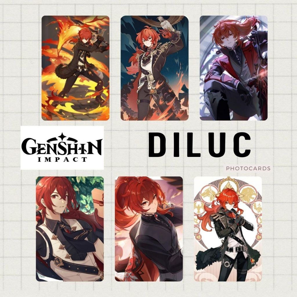 Glossy Card ️ Photocard Genshin Impact Diluc - Manhwa Card - Scratch ...