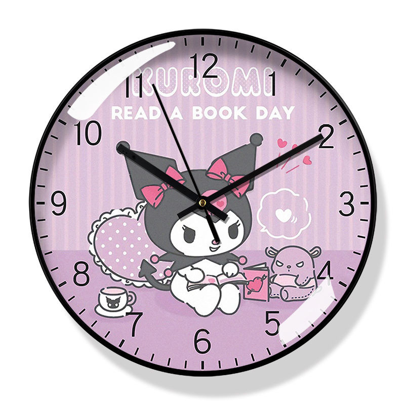 25CM Kawaii Anime Sanrio Kuromi Wall Clock Cartoon Child Bedroom ...