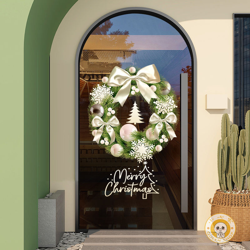 Christmas Garland Electrostatic Stickers Shop Window Glass Stickers ...