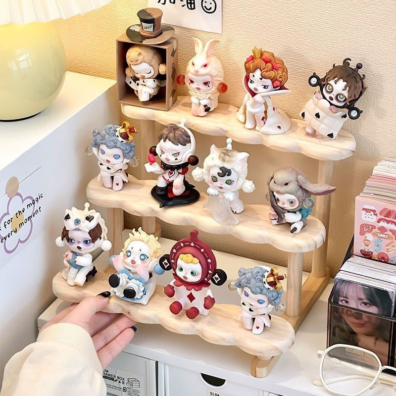 3 Tier Wooden Ladder Display Riser Shelf Pop Mart Figure Display ...
