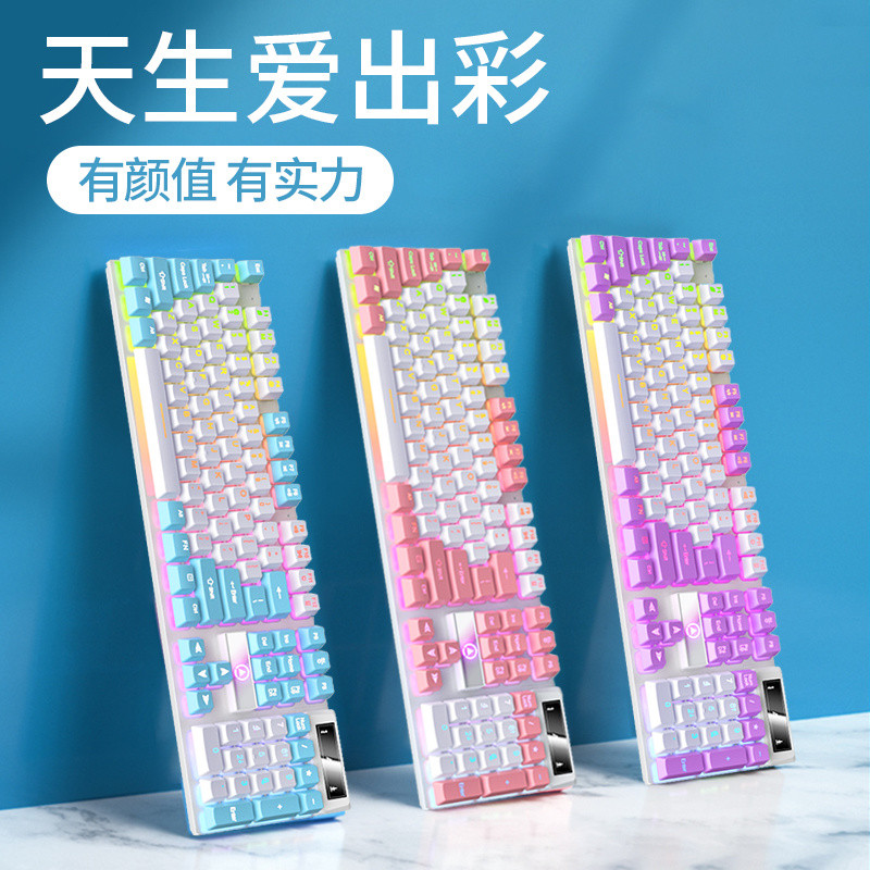 Silver Eagle K500 Keyboard Label Set Wired Desktop Computer Game Girl ...
