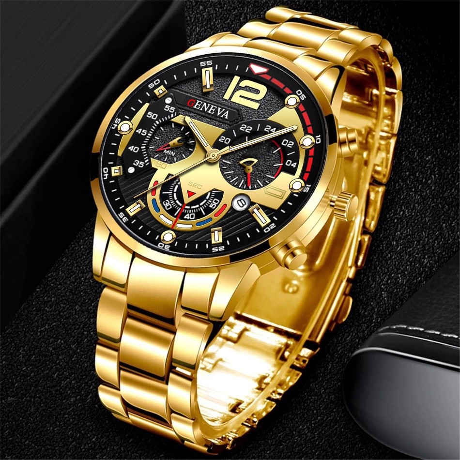 Men's Fashion Steel Strap Sports Quartz Watch with Date Calendar ...