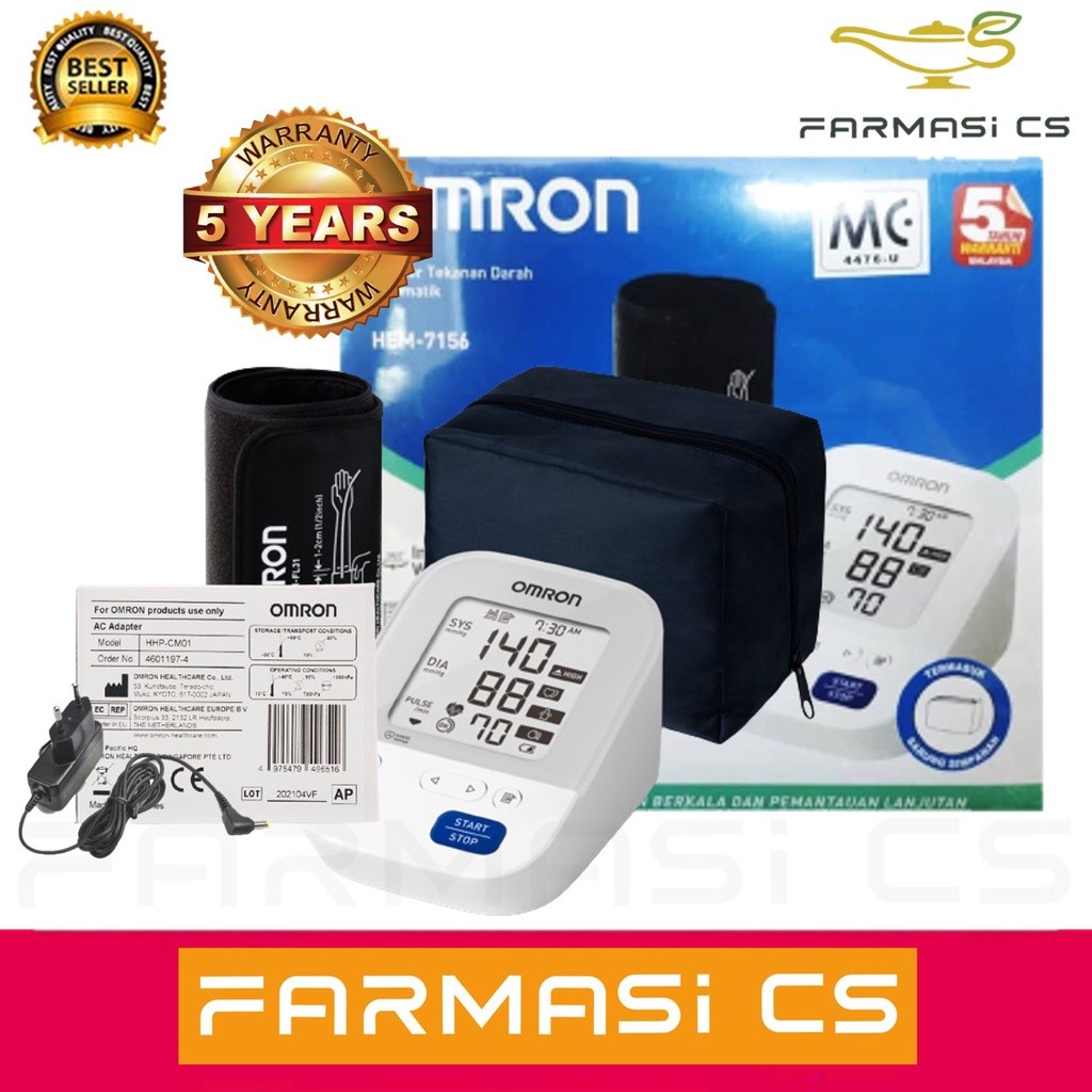 Omron Hem-7156 Automatic Blood Pressure Monitor with Adapter S [ 5 Years Warranty, Hem 7156 ...