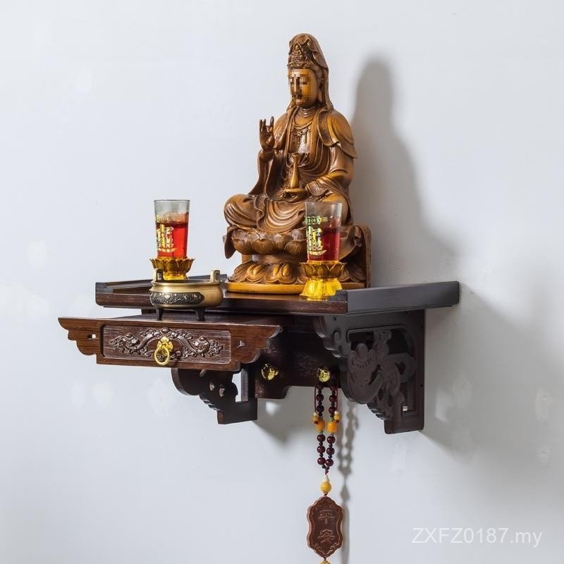 Offering Table Buddha Cabinet Shrine Wall-Mounted Guanyin Bodhisattva Shrine Table Buddhist ...
