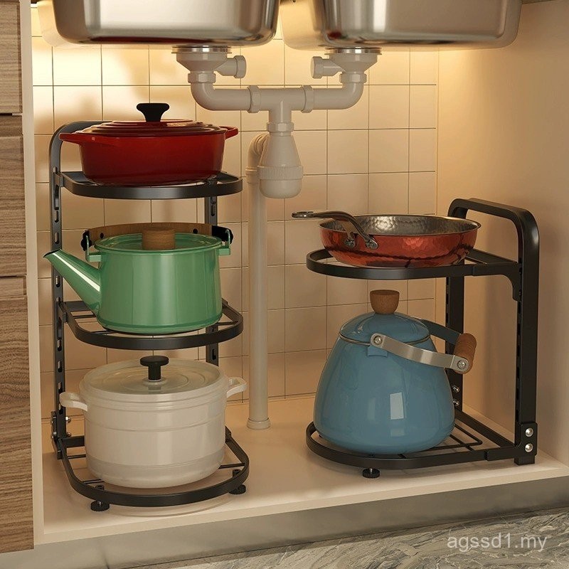 Rak Penyimpanan Dapur Kabinet Penyusun Periuk Kabinet Berlapis Dalaman ...