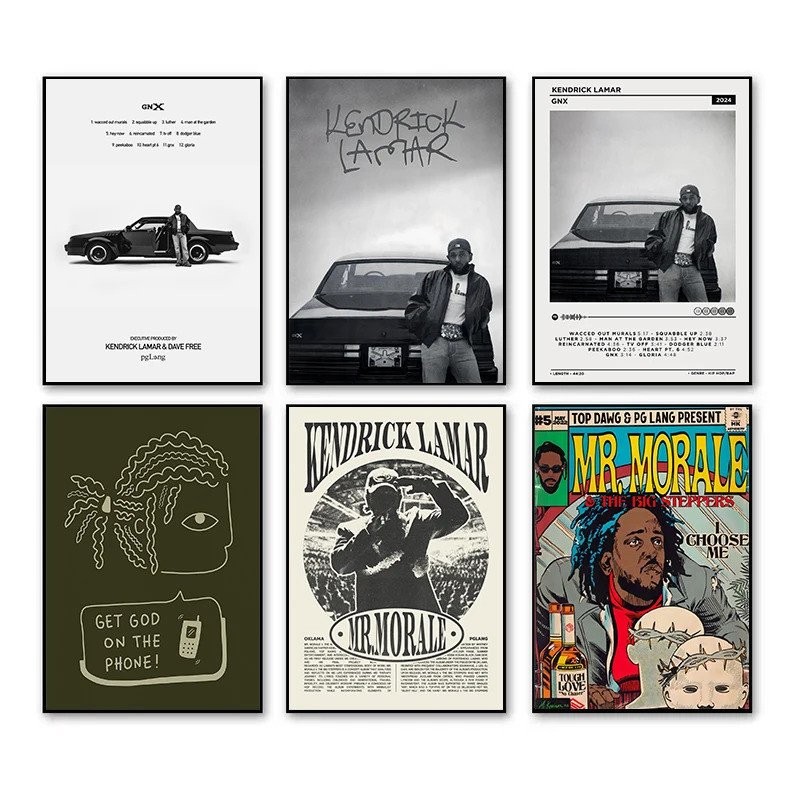 Hip Hop Rapper Kendrick Lamar GNX New Music Album Anime Poster Canvas ...