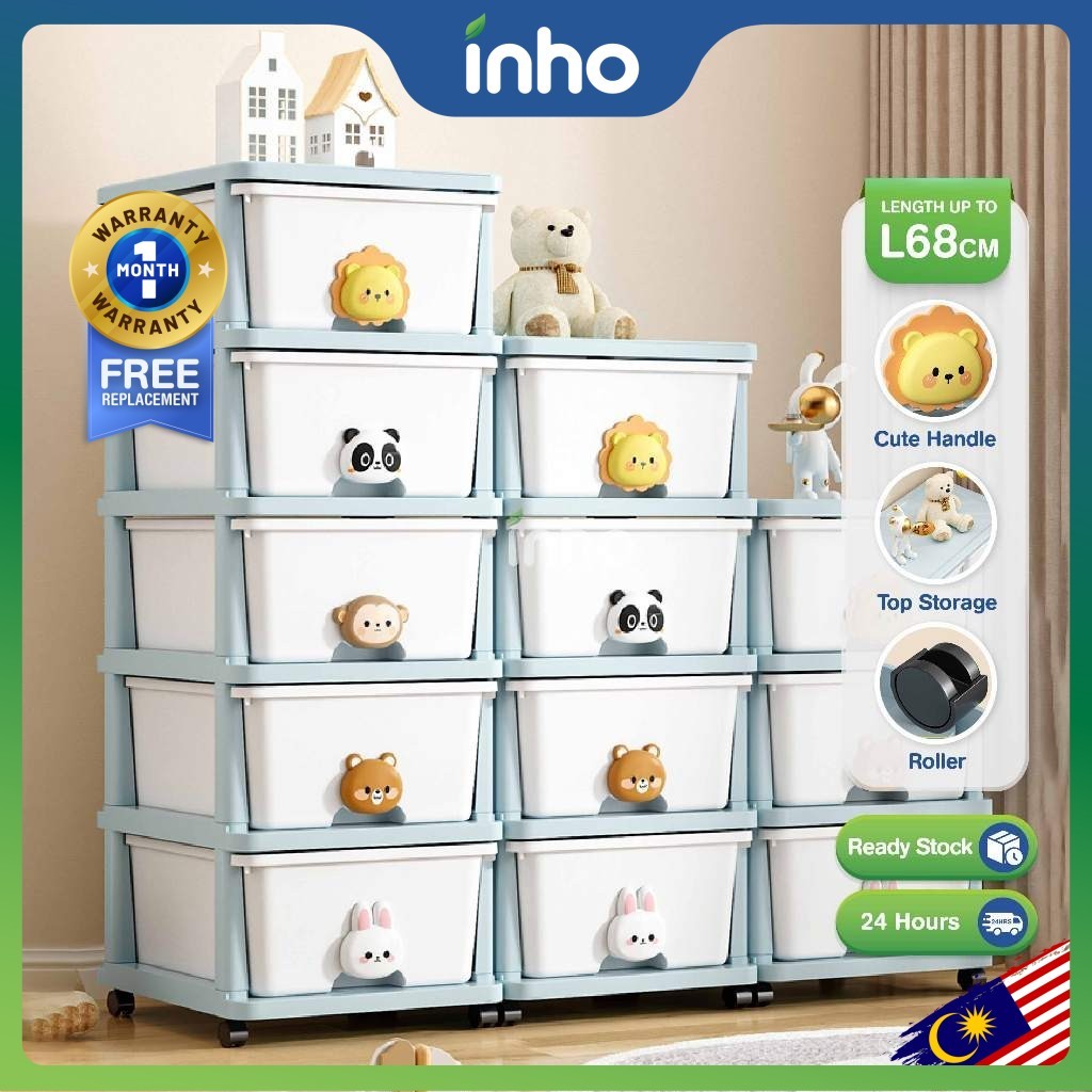 INHO Single/Double (2-6 Layers) Toy Cartoon Drawer Storage Cabinet ...