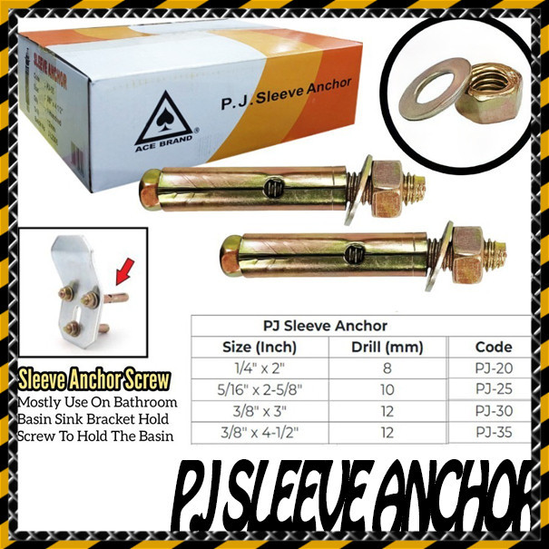 Sleeve PJ Anchor Wall Expansion Bolt Iron Plug / Concrete Wall Plug ...