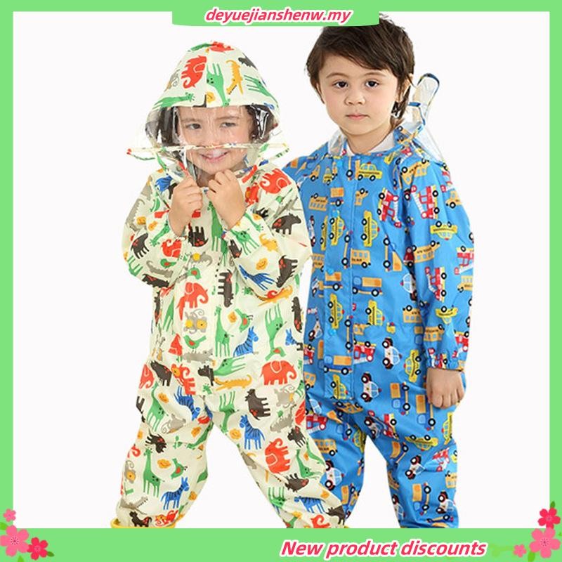 (manclothescase) Cartoon Raincoat Kids Children Jumpsuit Rainwear Boy Girl Waterproof Poncho ...