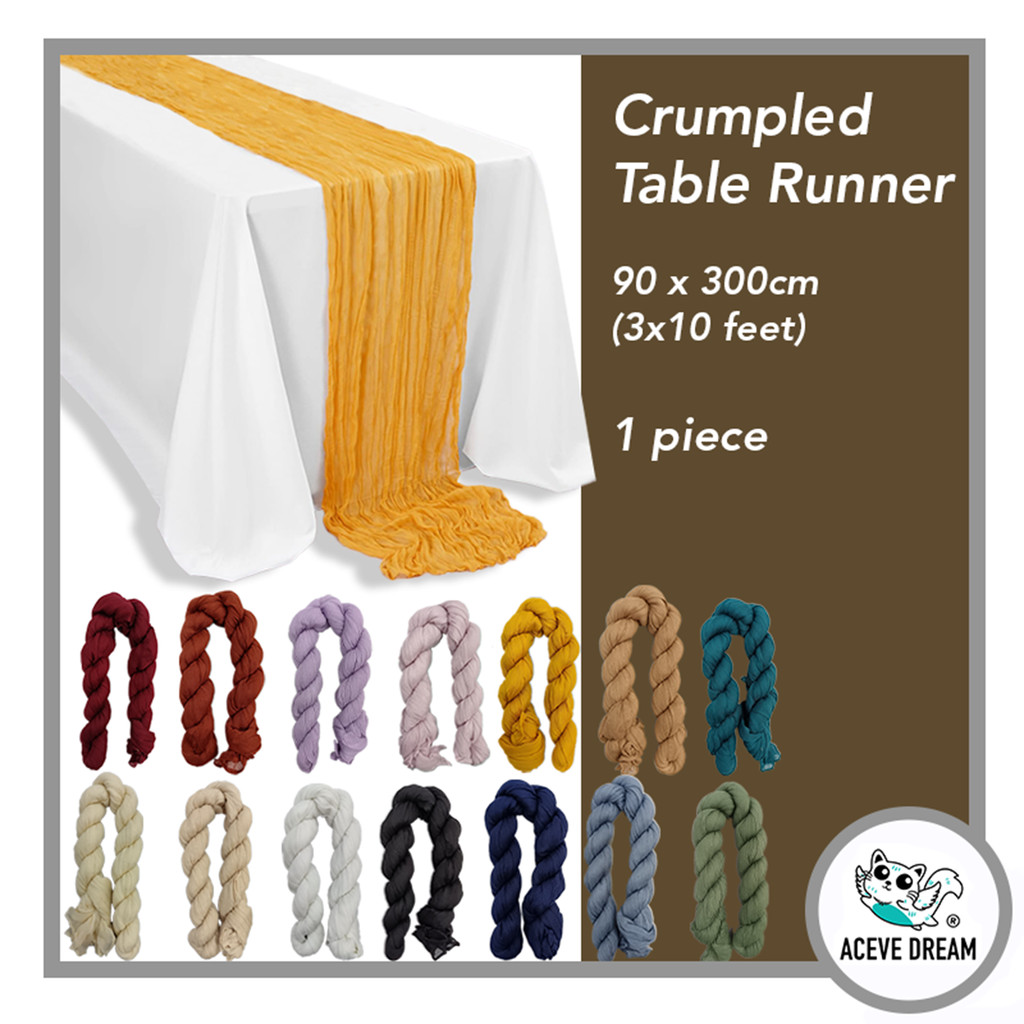 ACEVE DREAM READY STOCK Crumpled Table Runner Cheese Cloth Wrinkle ...