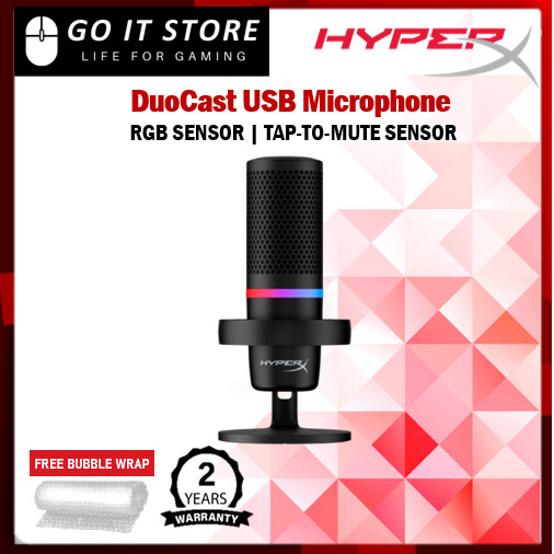 HyperX DuoCast USB Microphone (RGB Lighting, Tap-To-Mute Sensor, LED ...