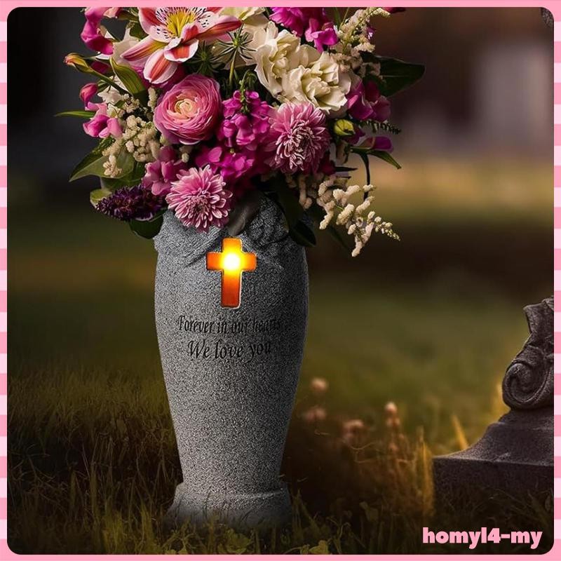 [HomyldfMY] Cemetery Grave Flower Vase Funeral Flower Holder Cross ...