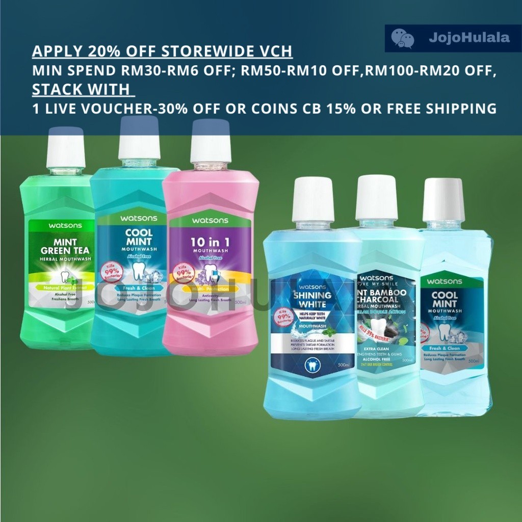 Watson Watsons Mouthwash Mouth Wash Cool Mint/Freshmint Bamboo Charcoal ...