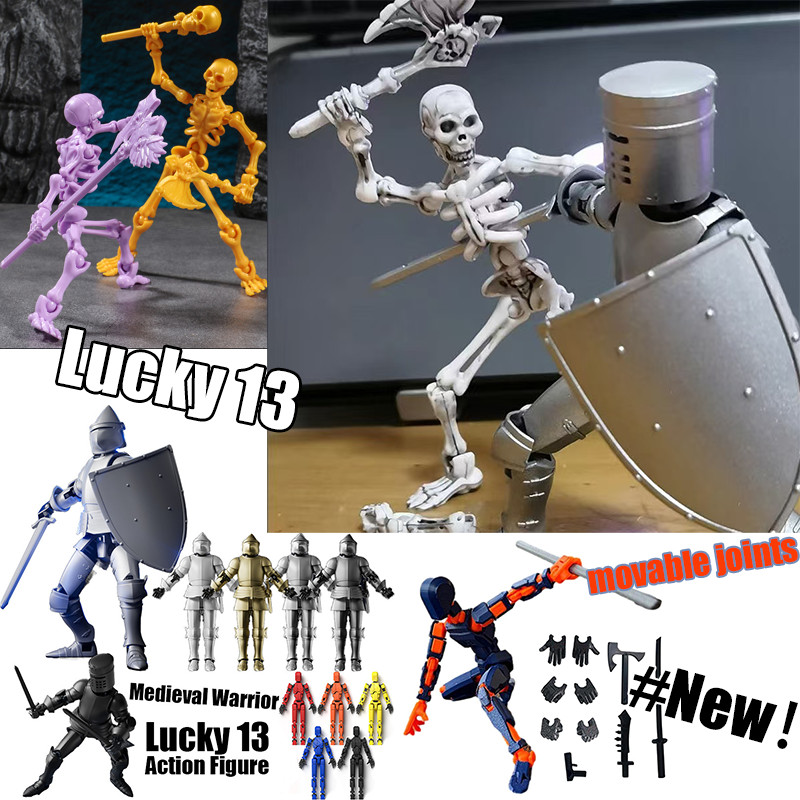 knight VS Skeleton joint man Dummy 13 Action Figure Skeleton Man Trick ...