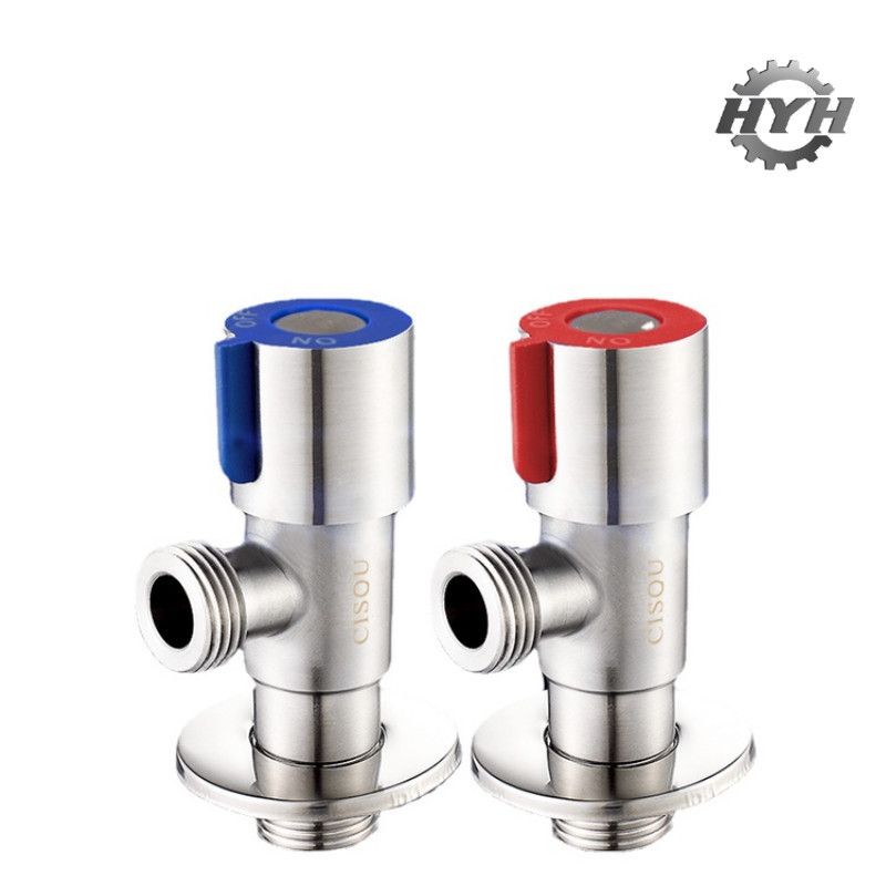 [HYH] 304 Stainless Steel Triangle Valve Hot and Cold Universal Toilet Water Heater Faucet Water ...