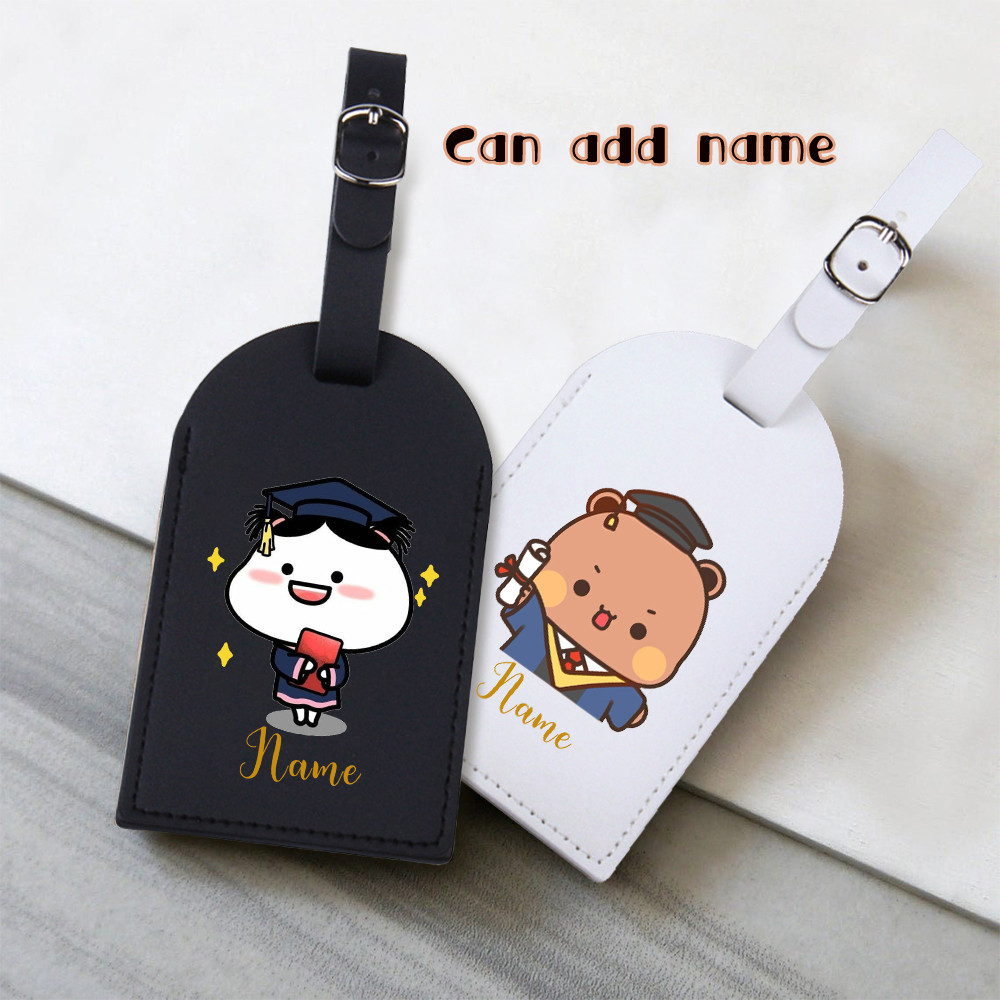 Graduation Gift QUBY Custom Name Print Pu Leather Luggage Tag Suitcase Identifier Bubu Yier ...