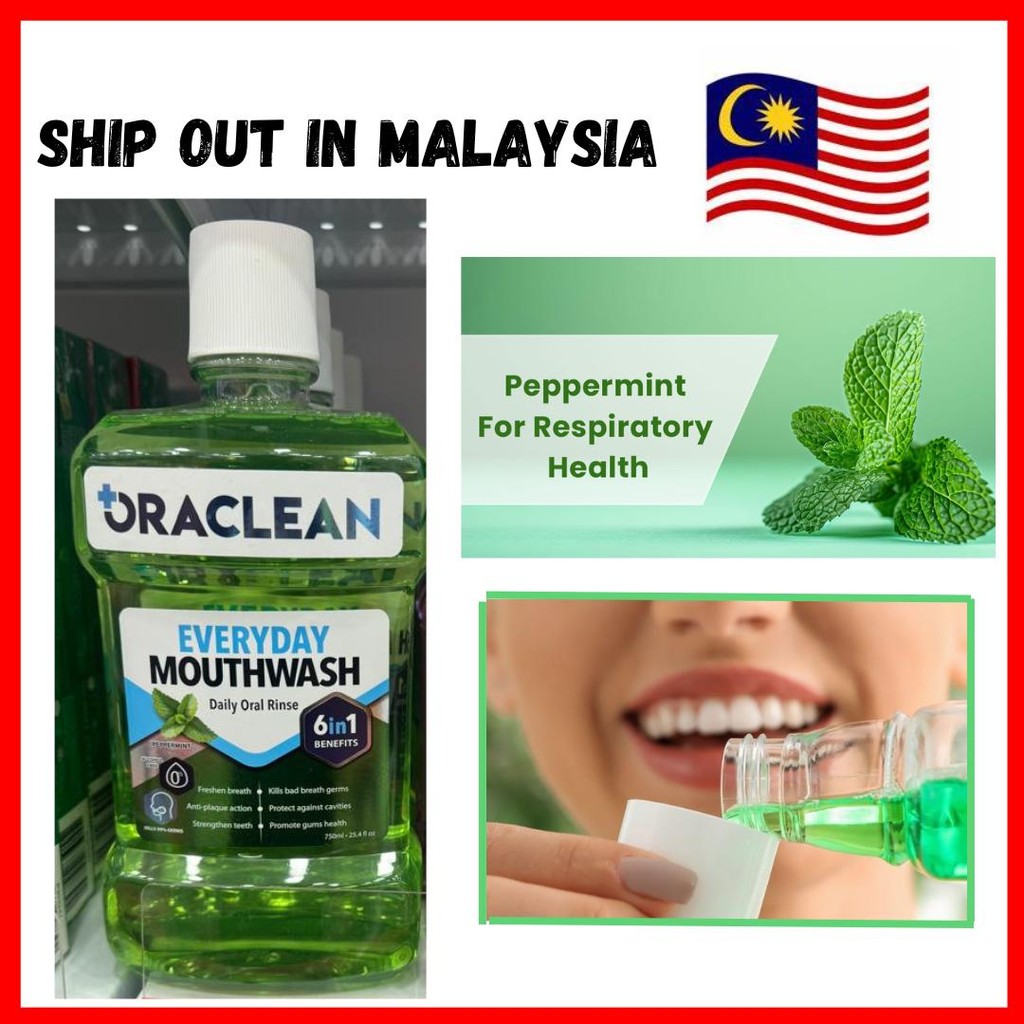 Oraclean Everyday Mouthwash 6 in 1 Benefits Peppermint 750ml | Shopee ...
