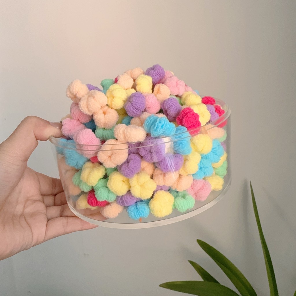 50Pcs/set Girls Solid Color Grid Wave Elastic Hair Rope Baby Girls ...