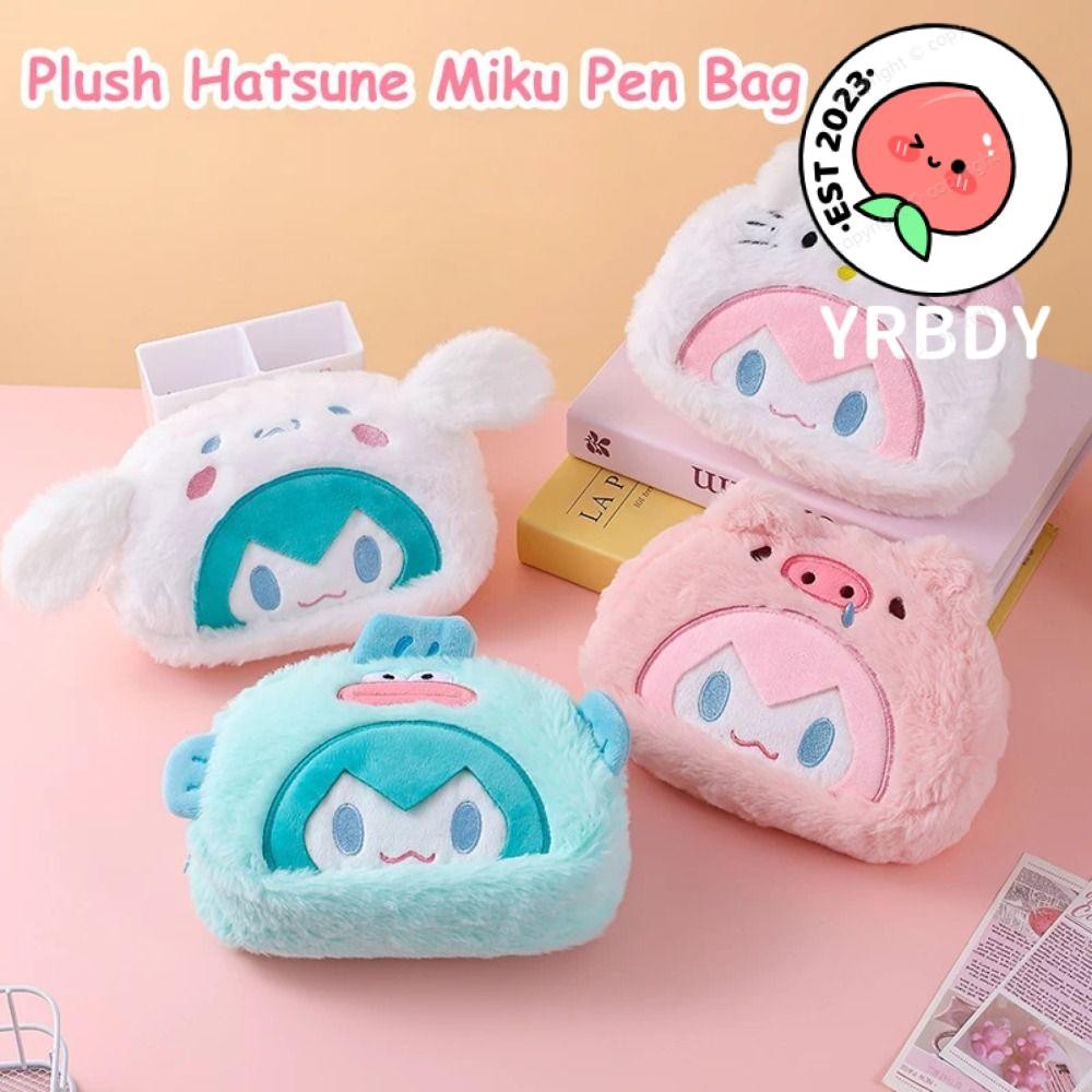 YRBWDYZDH Sanrio Pen Bag, Plush Cinnamoroll Hatsune Miku Pencils Pouch, Multifunctional Large ...