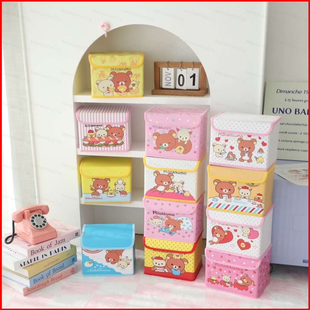 YS Cartoon Cute Printed Easy Bear Flip Dustproof Desktop Makeup Storage ...