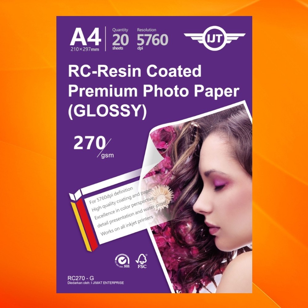 IJT RC270-G Resin Coated High Premium Quality RC Photo Paper A4 Size ...