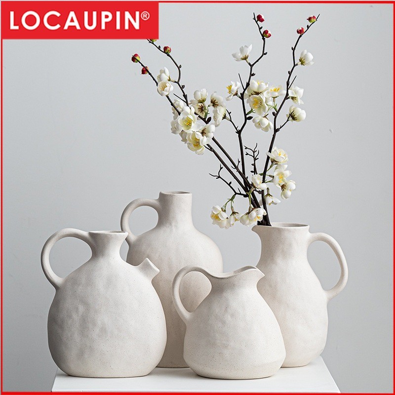 Locaupin White Ceramic Vase Modern Home Decor,Matte Pampas Flower Vases ...