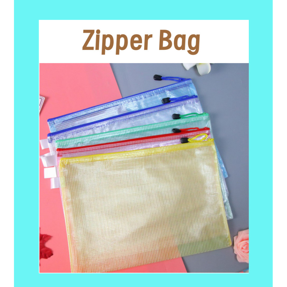 PVC Zipper File Transparent Bag Zipper Bag Zip Lock A4 Bag Stationery ...
