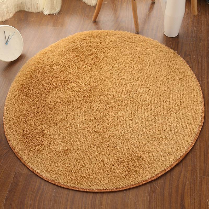 JJ>Plush Round Carpet Solid Color Floor Mat Bedroom Fluffy Rug-(JJ ...