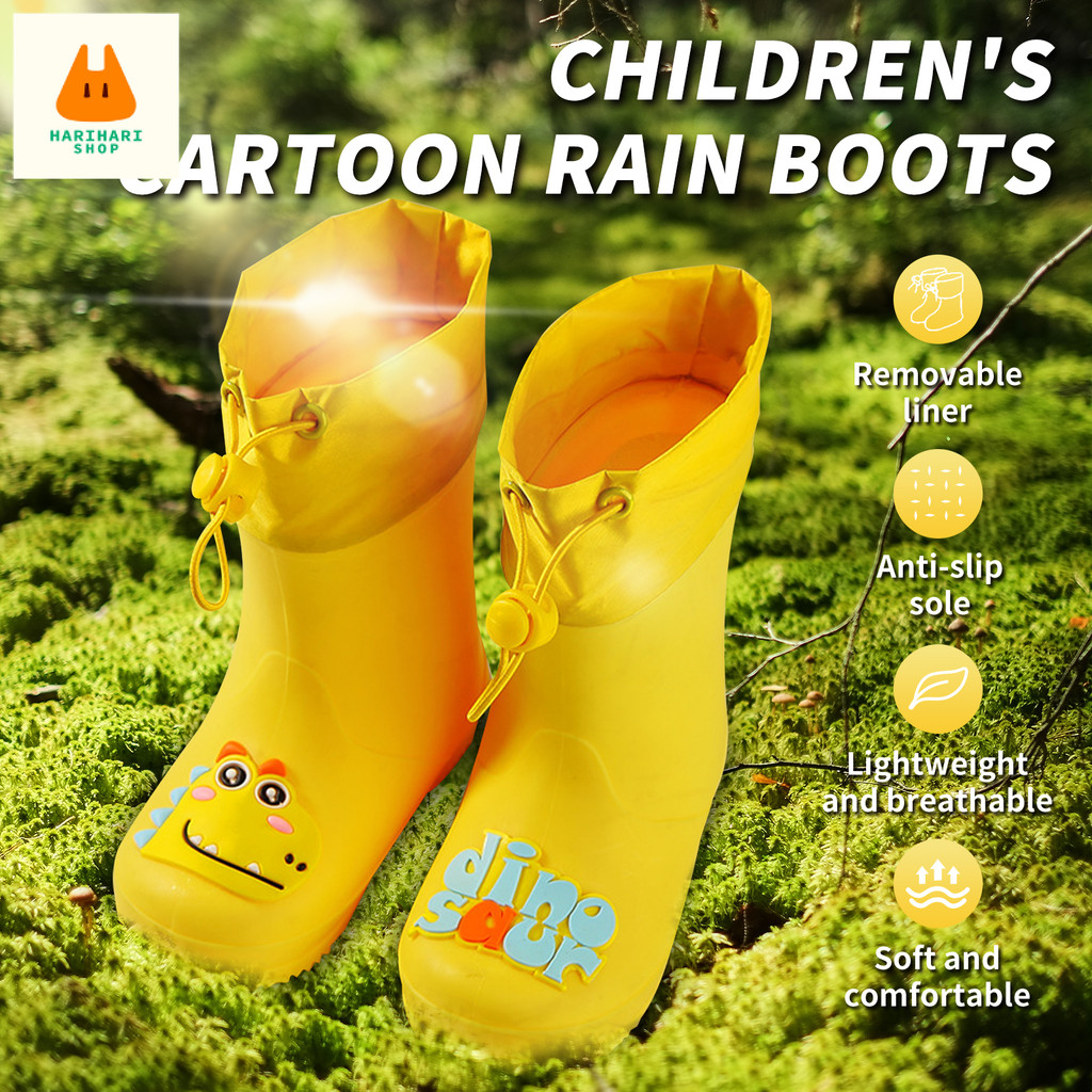 Boy Girl Rubber Boots Waterproof Rain Shoes Anti Slip Kasut Kebun ...