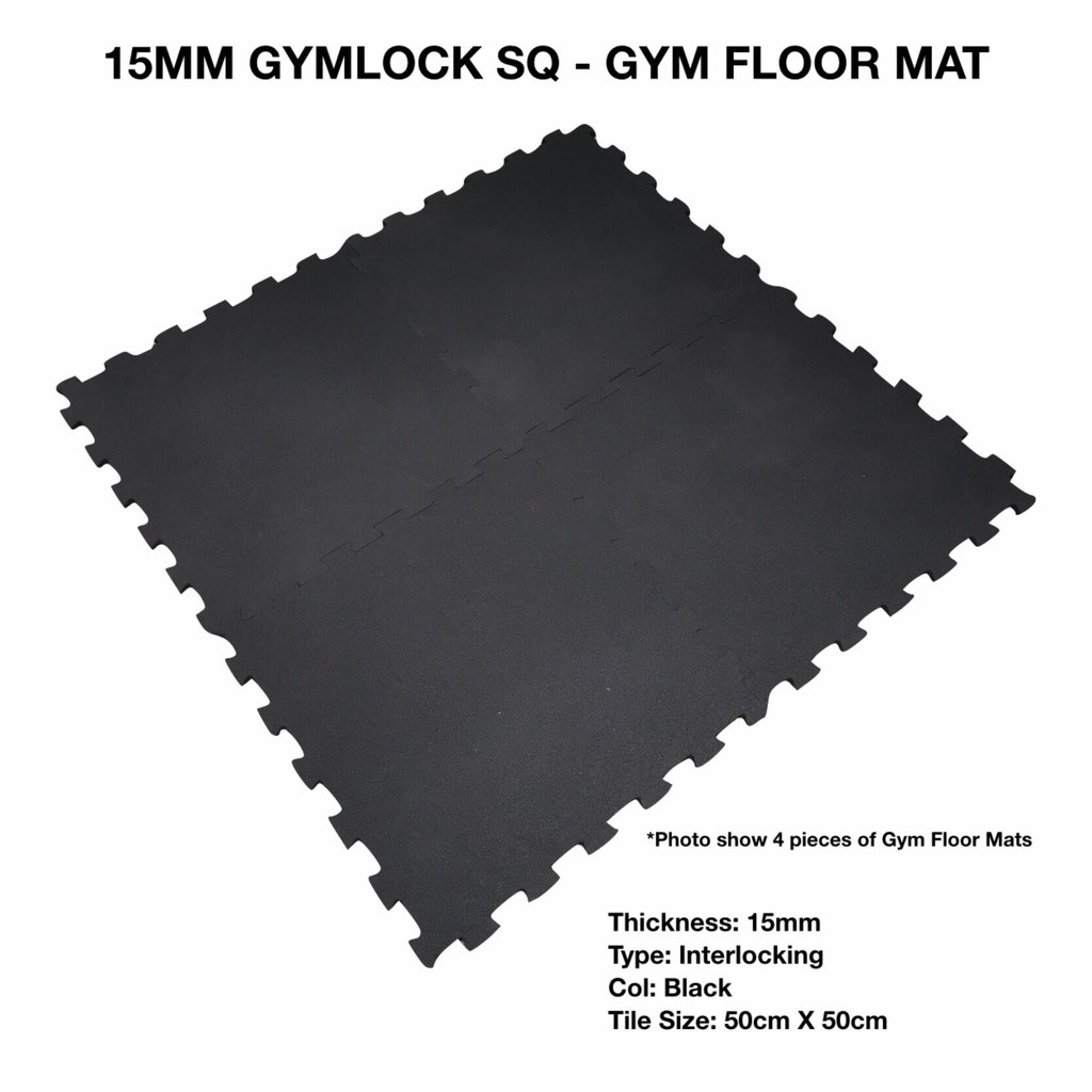 🔥READY STOCK🔥4 PIECES X 15MM GYM FLOOR MAT INTERLOCKING - GYMLOCK SQ ...