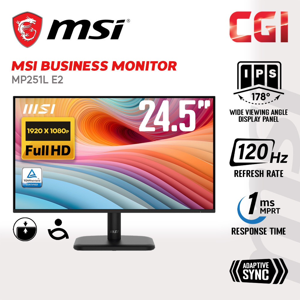 MSI 24.5" PRO MP251L E2 IPS FHD Adaptive Sync 120Hz 1ms Bezeless ...