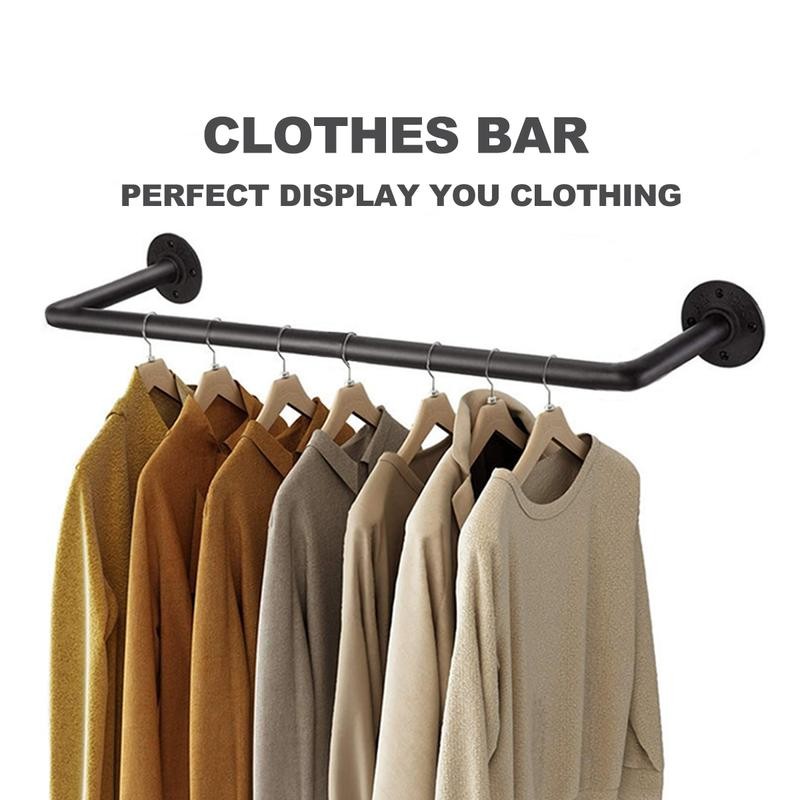 Clothes Bar Hanging Clothing Rack Hanger Wall Mounted Besi Gantung Baju ...