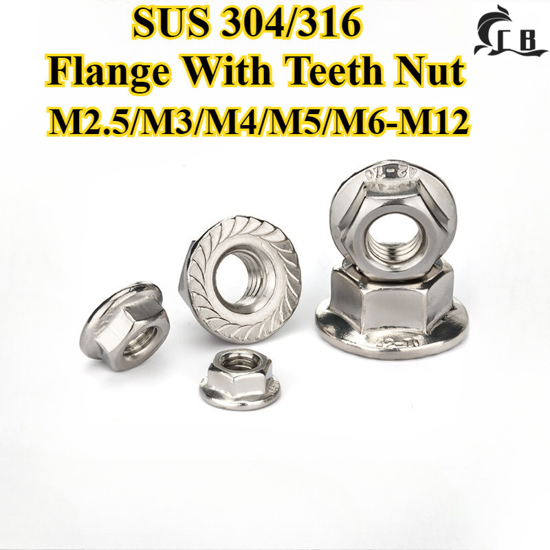 [CB-FLLM] SUS304/316, Flange Nut With Teeth M2.5/M3/M4/M5/M6-M12 ...