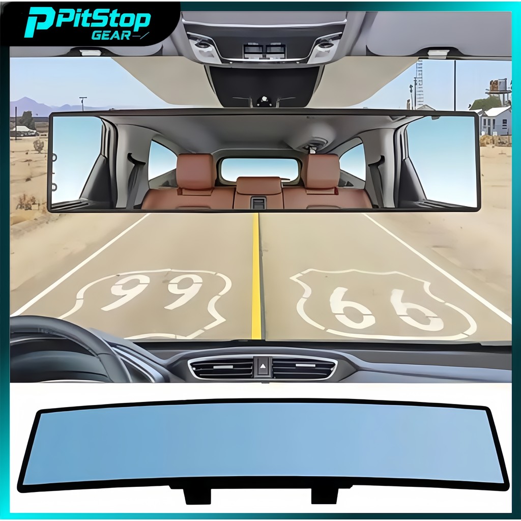 Car Interior Wide-Angle Convex Blue Rearview Mirror Anti-Glare Enhances ...