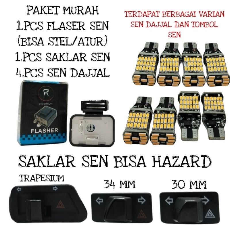 PACKAGE OF 4 ITEMS SEIN SWITCH 30MM 34MM TRAPESIUM+FLASHER+DAJJAL SEN ...