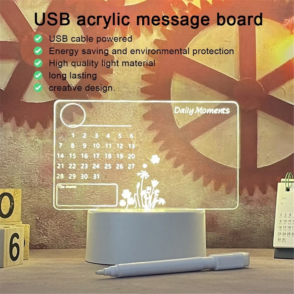 Luminous Acrylic Note Board Creative Led Night Light USB Message Board ...
