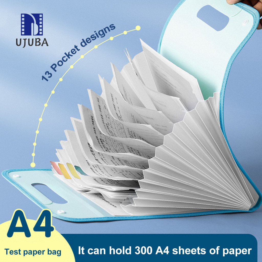 UJA- Folder Organizer Bag A4 Paper Storage Portable 13-layer File ...