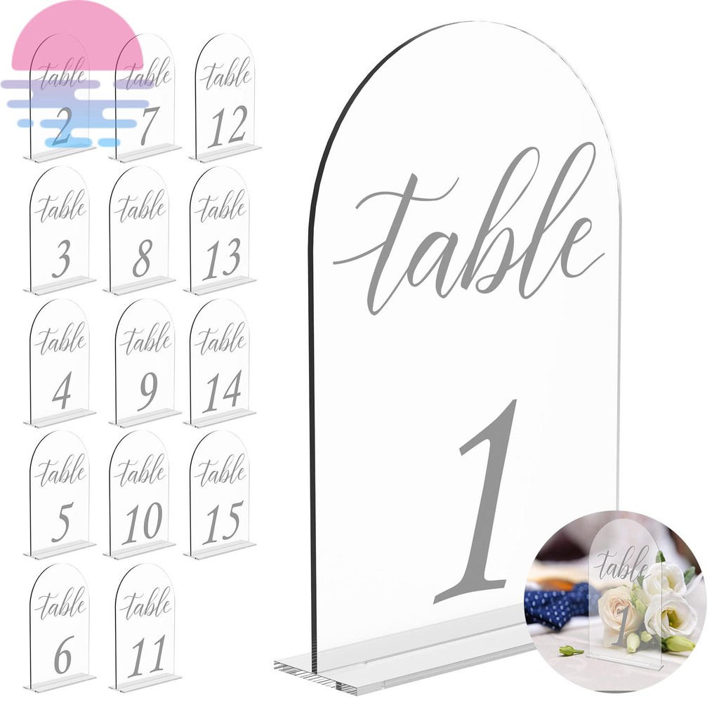 15Pcs Frosted Arch Table Numbers Clear Frosted Arch Acrylic Table Signs ...