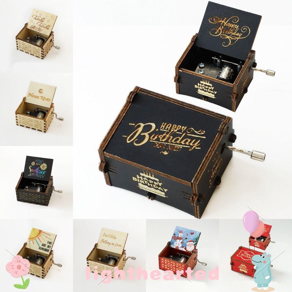 LIGHTHEARTED Wooden Music Box, Crafts Hand Crank Carved Musical Box ...