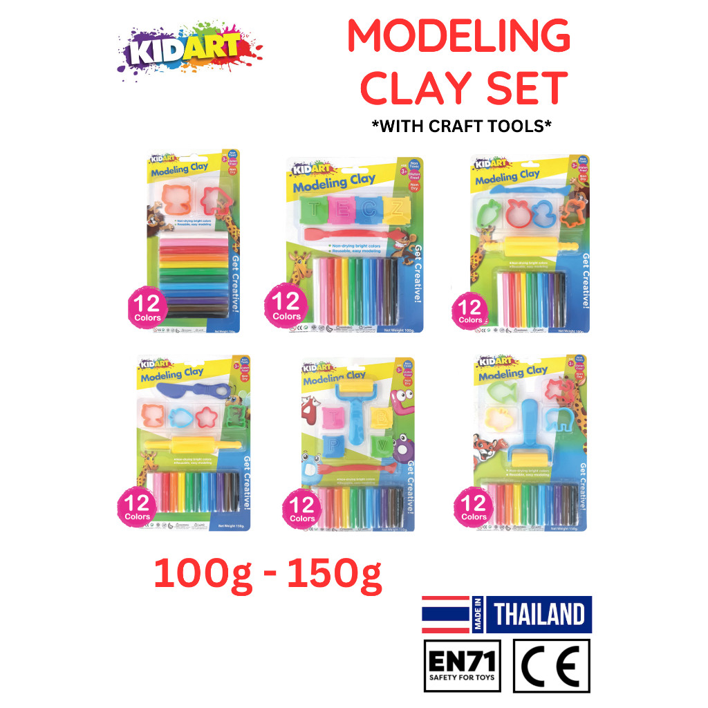 [ KIDART ] 100g ~150g Modeling Clay 12 Color Set With Craft Tools ...
