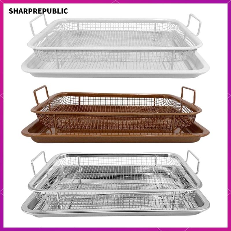 [SharprepublicMY] Roasting Pan and Rack Set Fried Chips Basket Grilling ...