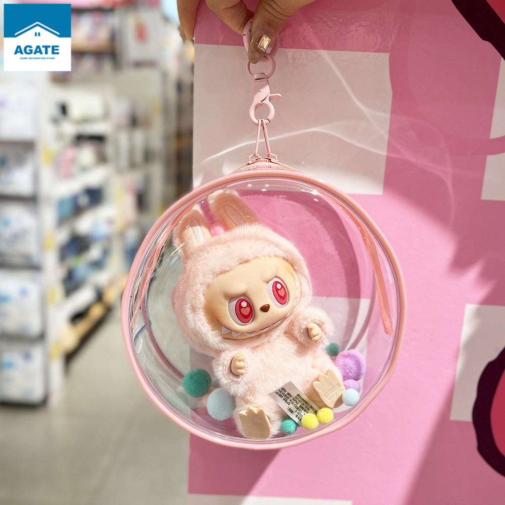 Labubu Display Box Plush Dolls Storage Pouch Keychain PVC Bag Organizer ...