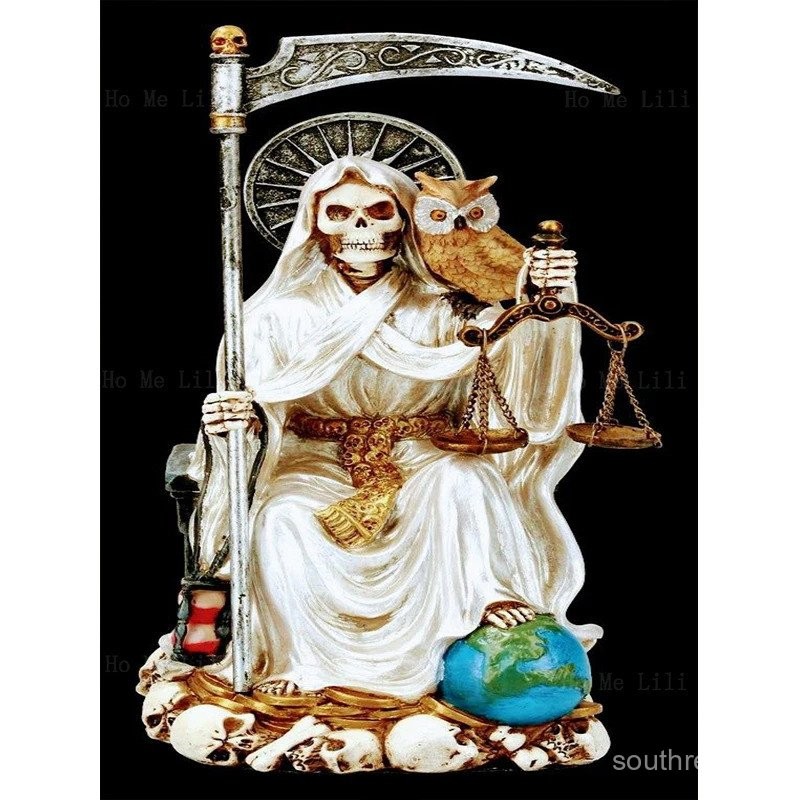 Santa Muerte Saint Of Holy Death Seated Religious Skeleton Grim Reaper ...