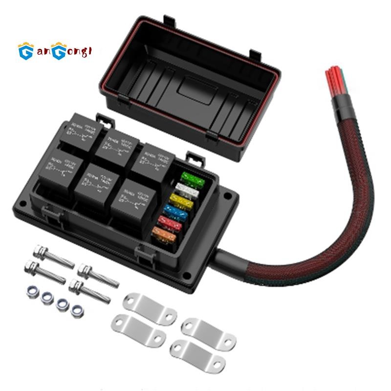 Relay Holder Box 6 Way Fuse Relay Box 12v With 6 Pcs 4 Pin Relays And 6