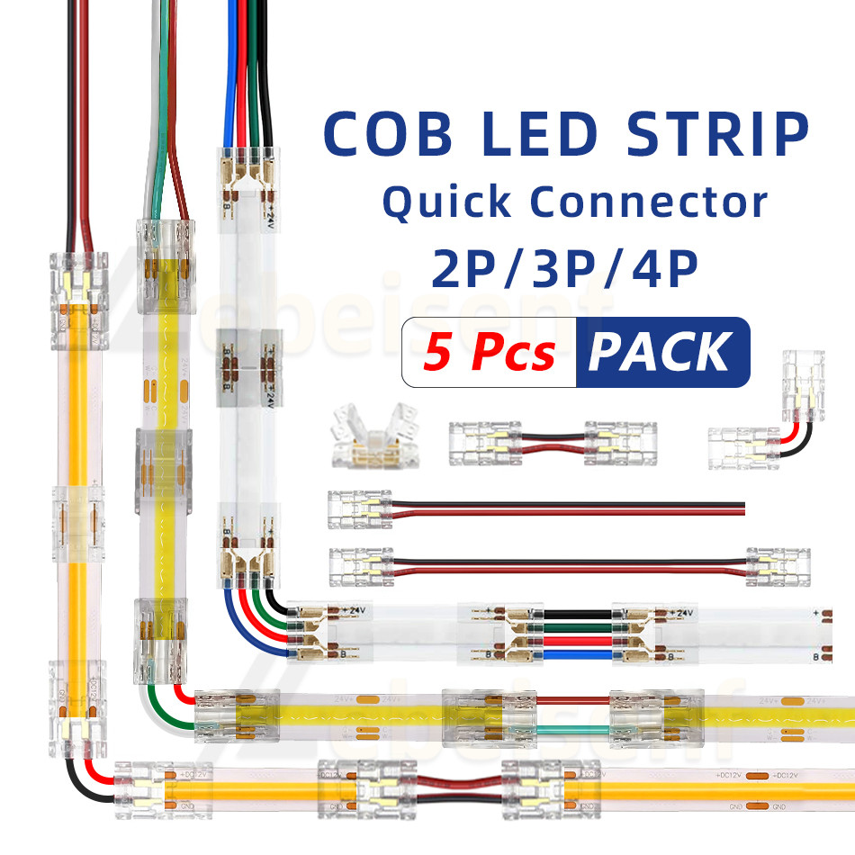 5Pcs 2Pin 3Pin 4Pin COB LED Connector Strip to Strip Quick Connection ...