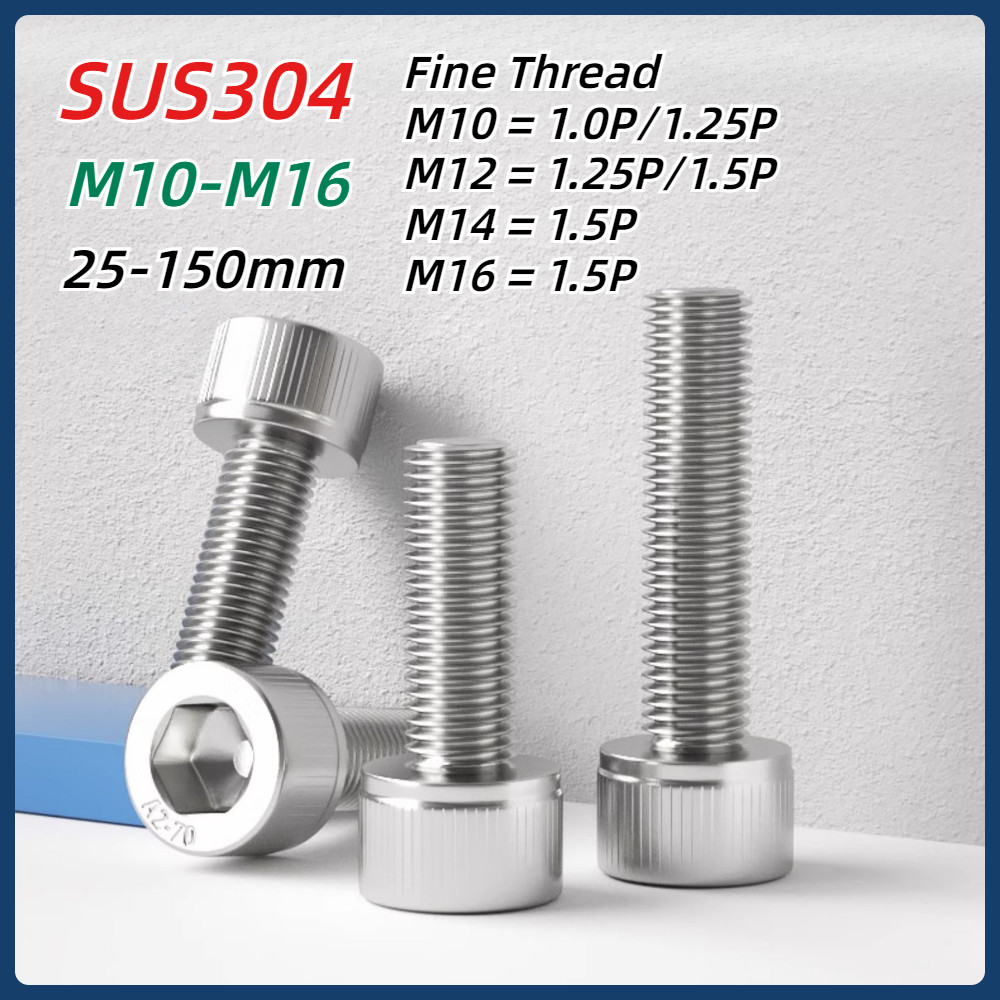 [MX1] Bolt benang halus yang dipanjangkan / 304 Stainless Steel Fine Thread Hexagon Socket Screw ...