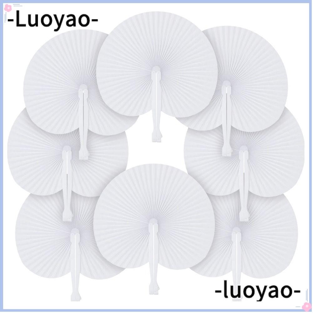 LUOYAO1 Blank Fan, Round Party Decoration Folding Fan, Hand Crafts DIY ...